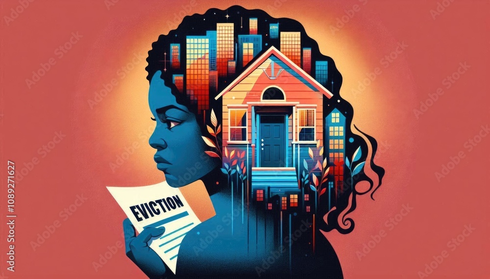 Striking illustration depicting gentrification with a focus on eviction ...