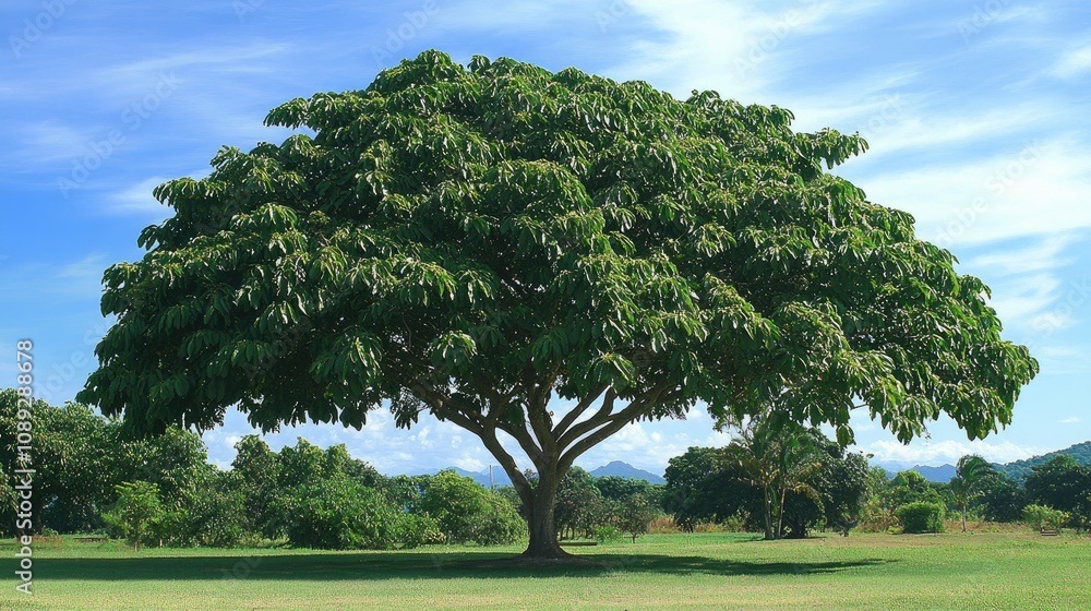 Pili tree showcasing a broad, expansive canopy and lush green foliage ...