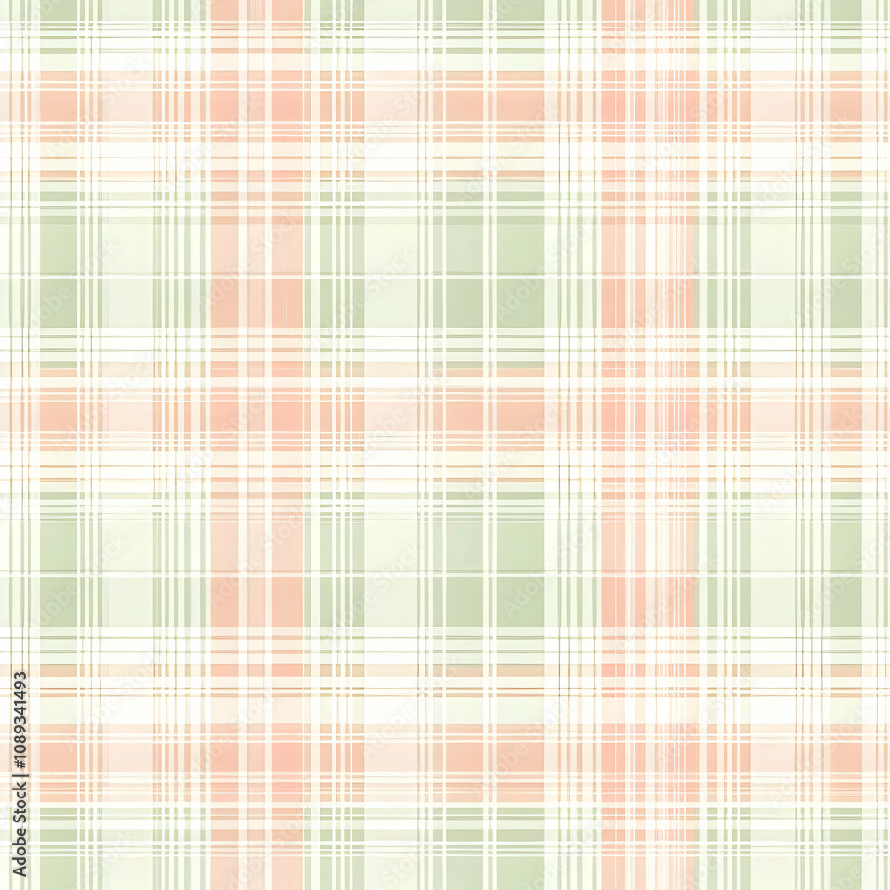 Soft pastel peach and sage green plaid pattern. Perfect for fabric ...