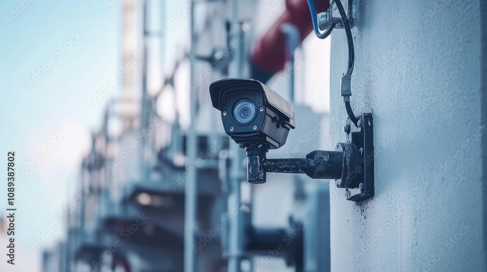 CCTV camera installed on an office building providing exterior security ...