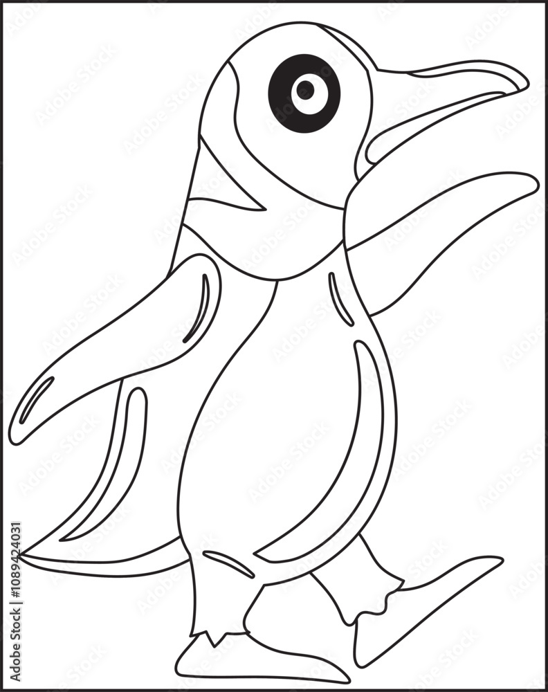 Penguin Animal Isolated Coloring Page For Kids Nature Coloring Design ...