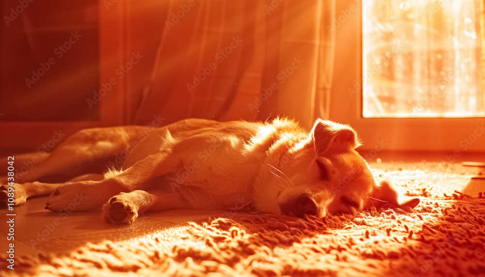 dog suffering at summer from heat wave with extreme hot weather and ...