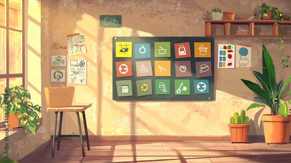 Colorful educational poster displayed on the wall of a room featuring ...