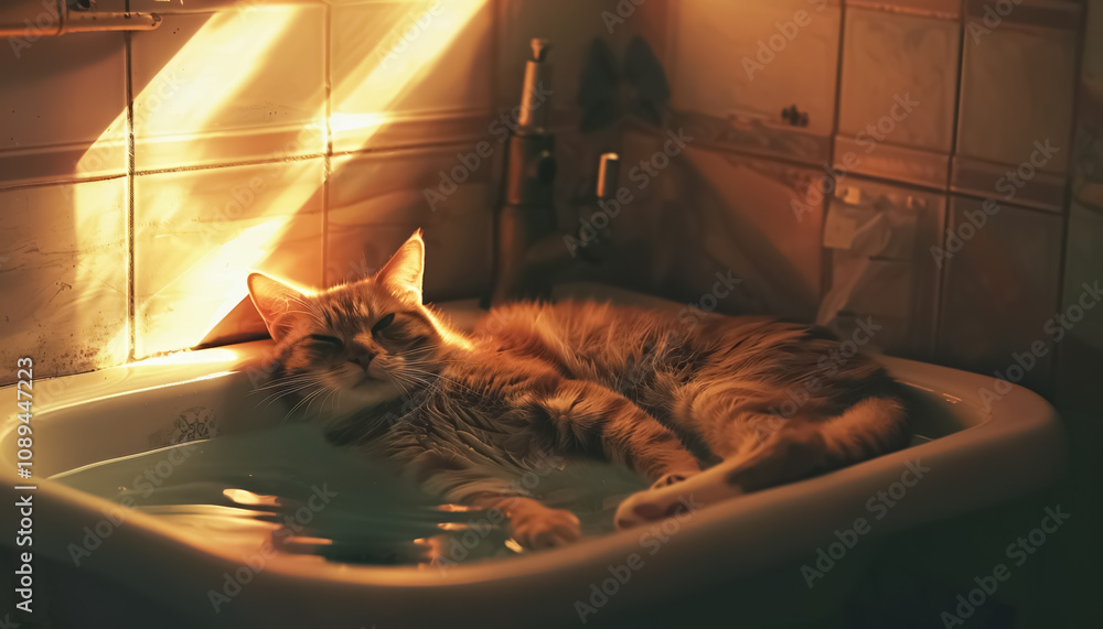 cat suffering from heat wave with extreme hot weather and temperature ...