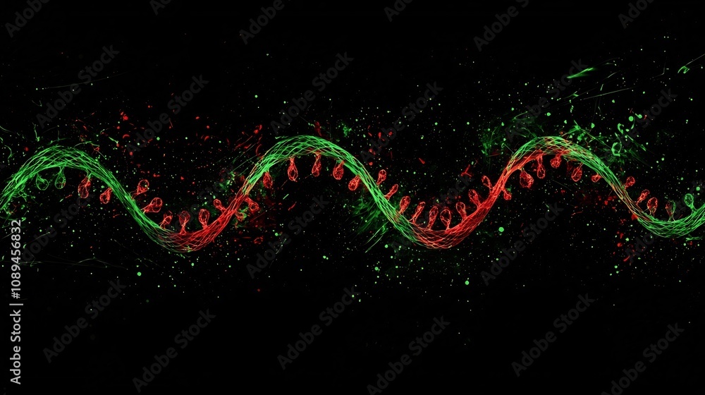 Ilustración de Stock depiction of a double helix DNA structure with ...