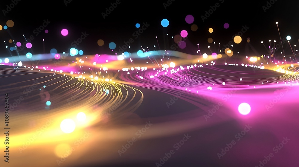 Dramatic 3D visualization of data sets being categorized and organized ...