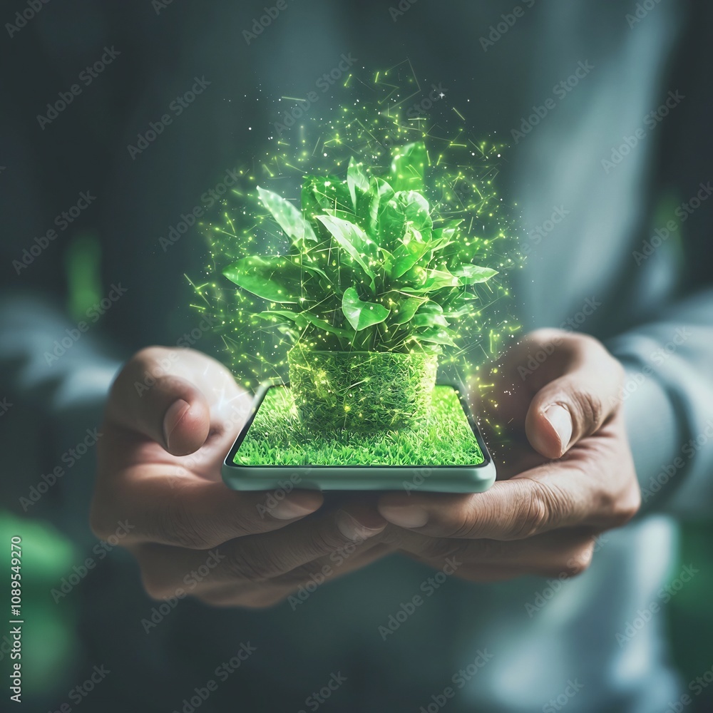 Glowing Eco Friendly Digital Shopping App Showcasing Sustainable ...