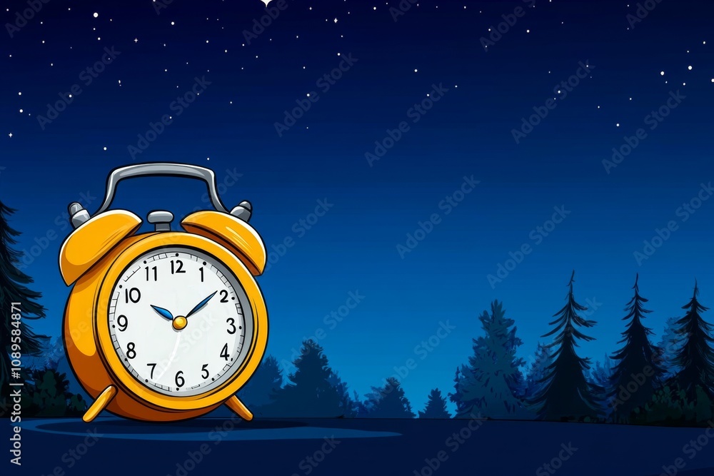 Clock alarm depicted in 2D as a cartoonish bell ringing vigorously with ...