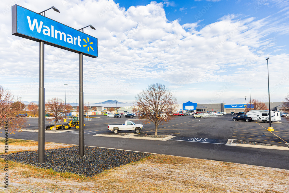 Walmart store exterior. Walmart is an American multinational ...