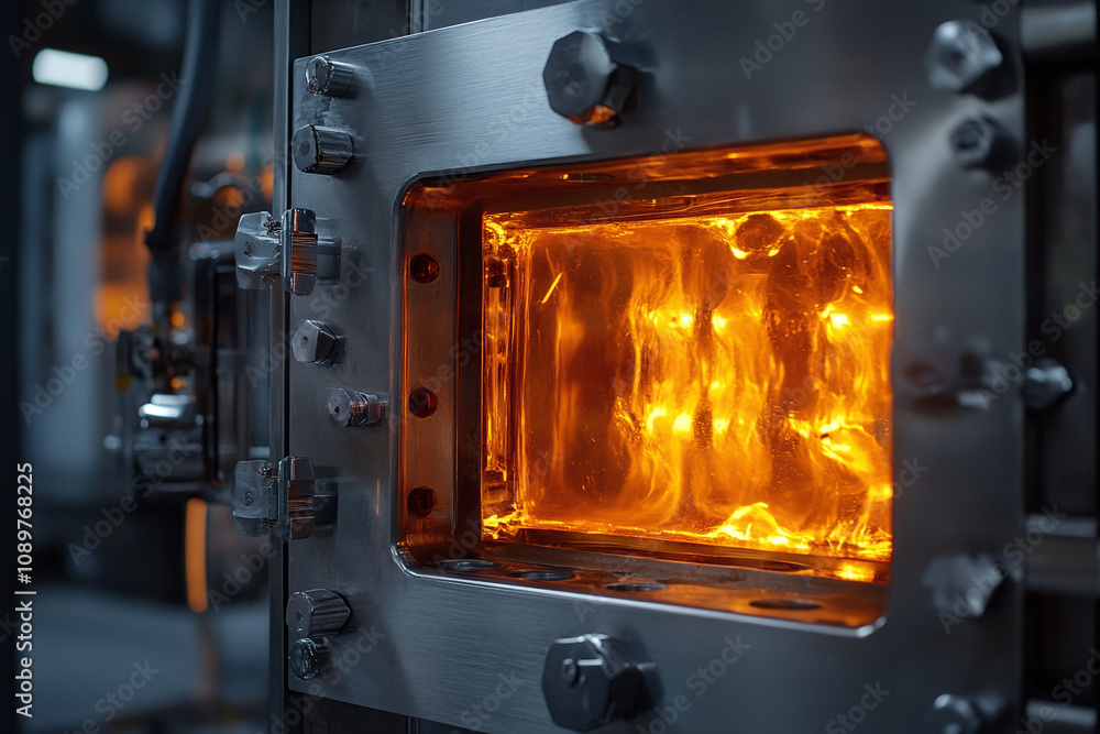 Thermal decomposition process with glowing orange biomass visible ...