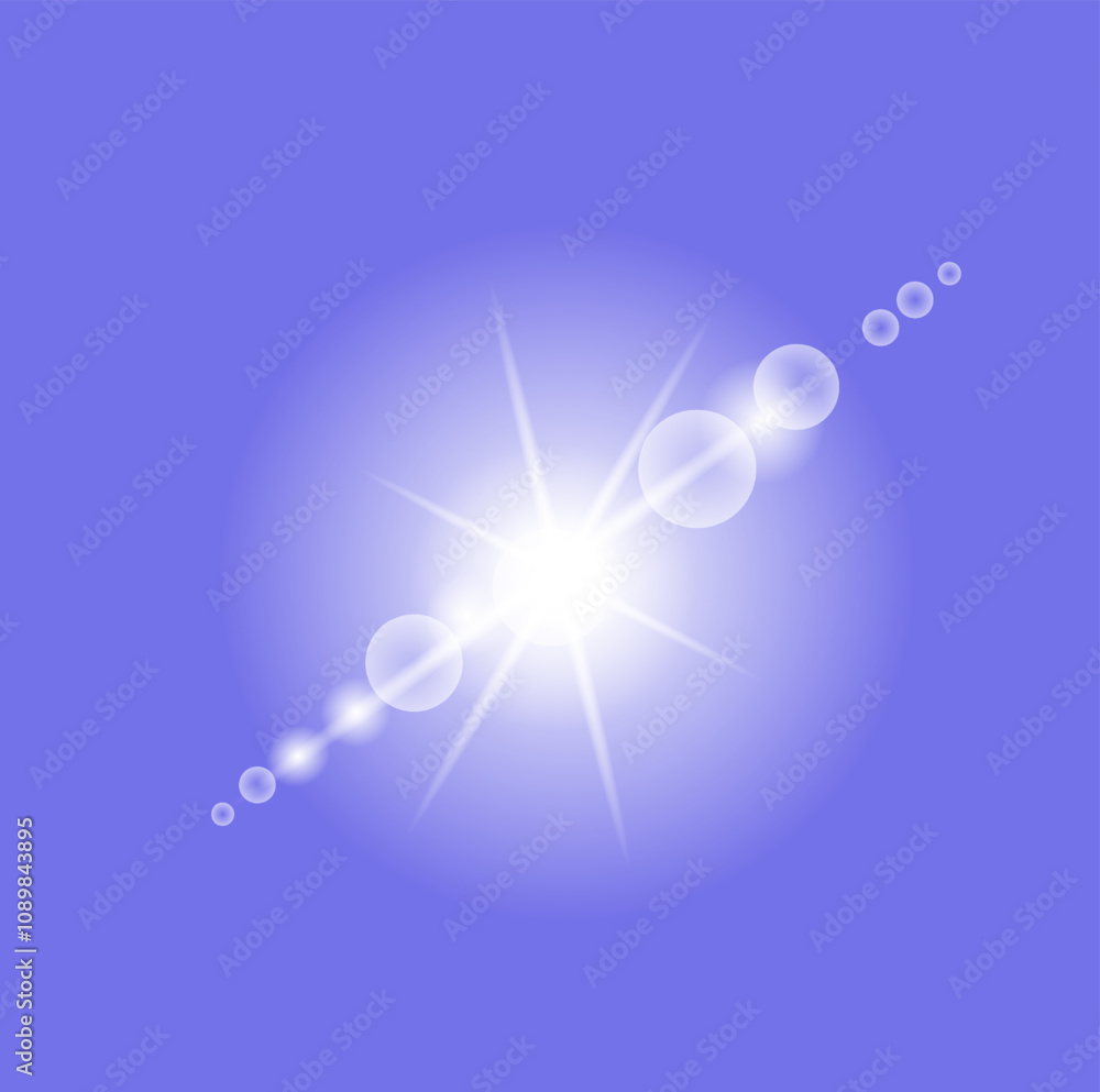 spark light in sky blue, sparkle effect, glow, glitter lens sun ...