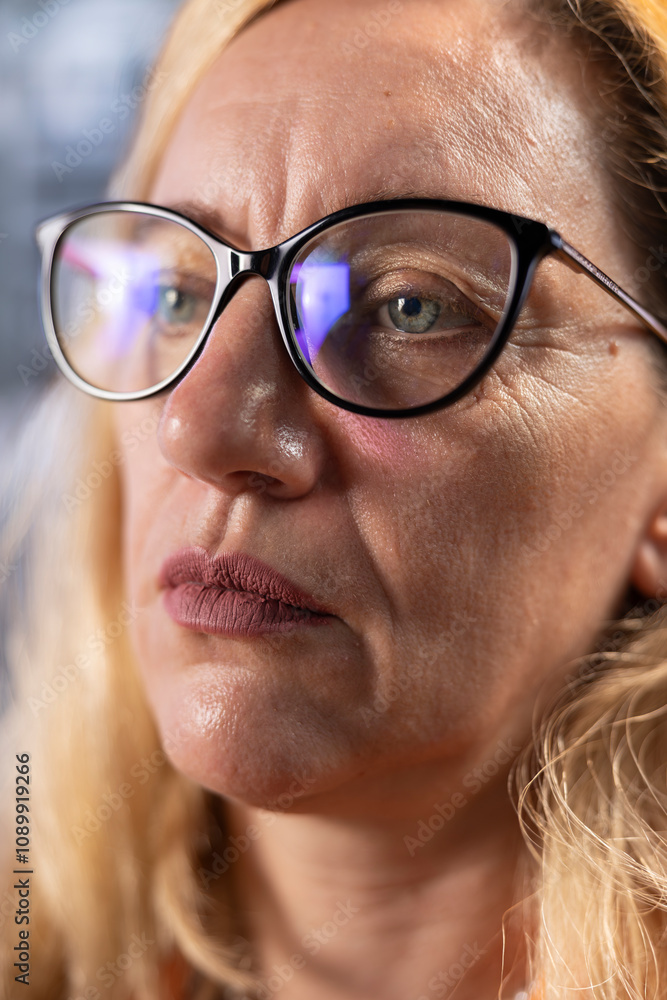 Depersonalized worried female leader suffering from reality detachment ...