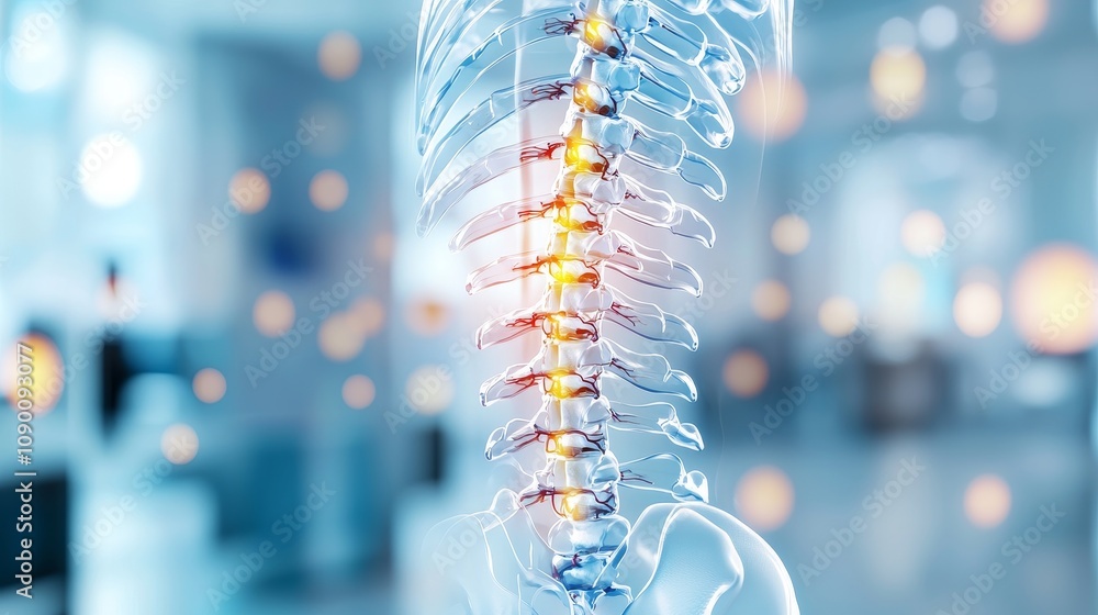 Lumbar spine with nerve pain, focus on sacral region discomfort ...