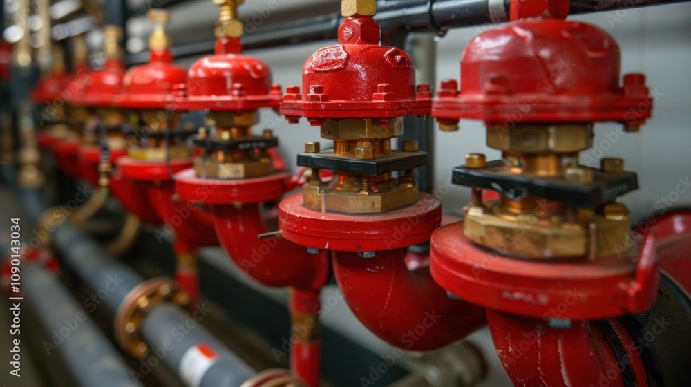 Foto de Stock Fire Protection: Installing fire alarms, sprinklers, and ...