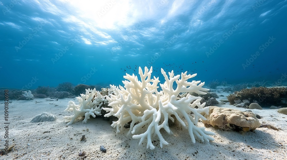 Coral Reefs Turning White and Dying Due to Rising Ocean Temperatures Representing the ...