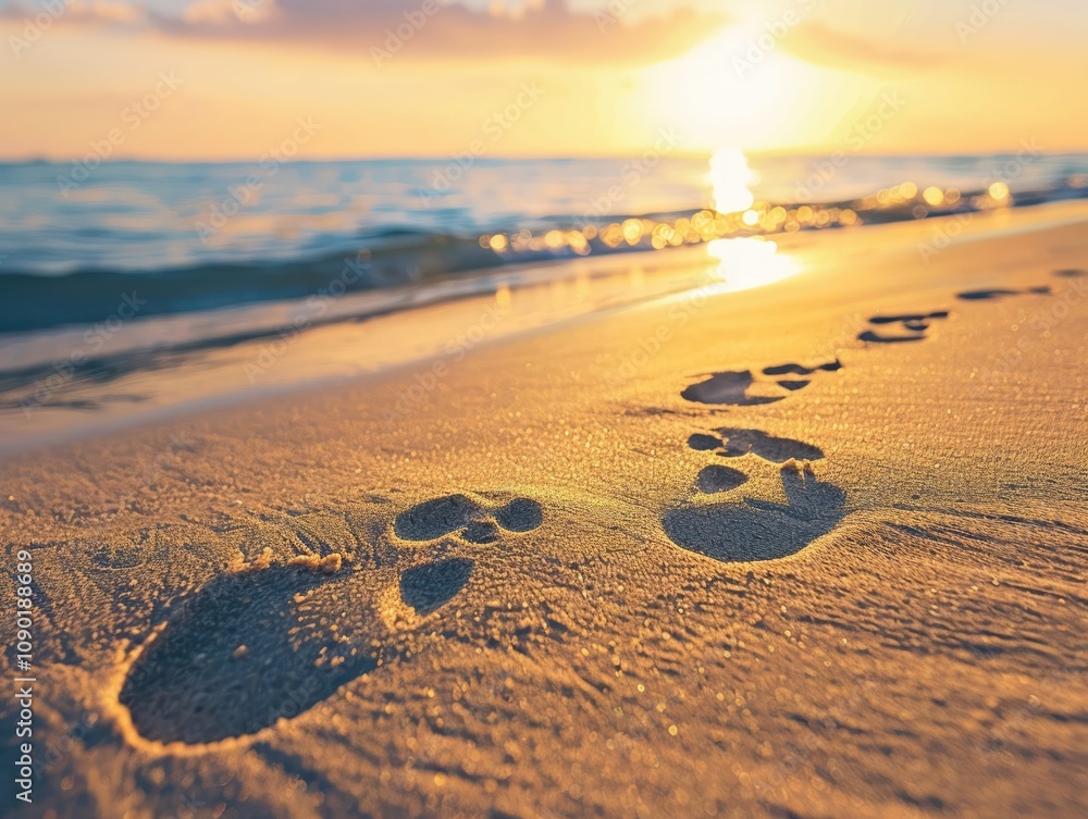 The Footprints in the Sand poem visualized with a single set of ...