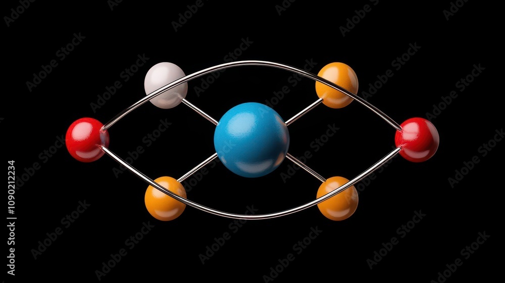 Atomic structure model showing electrons in distinct orbitals around ...