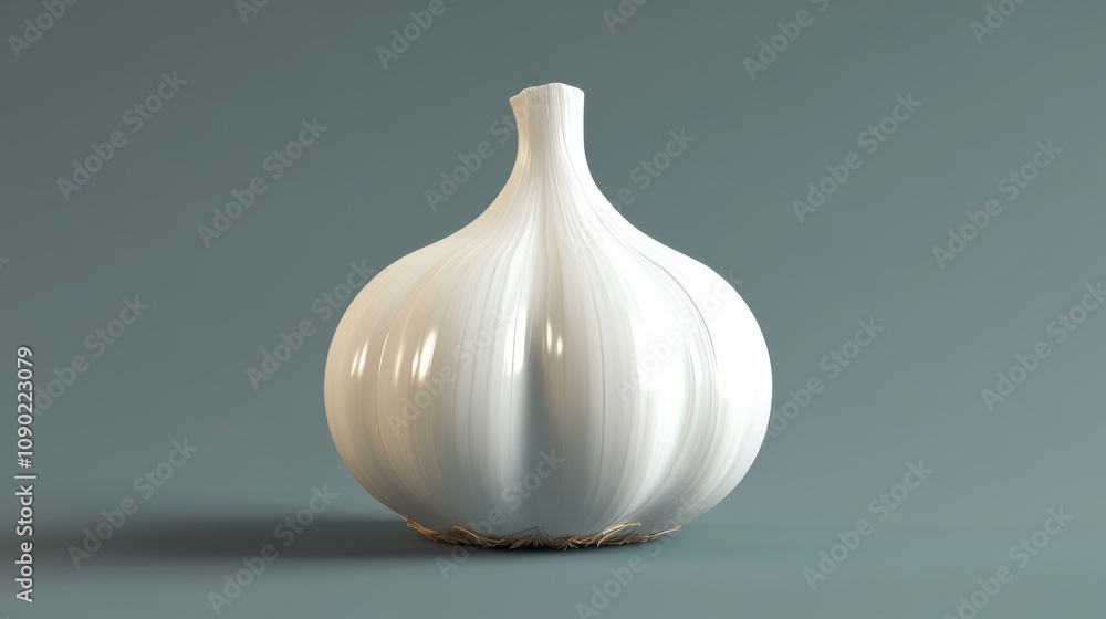 56.A highly detailed 3D plastic-style icon of a garlic head, showing ...