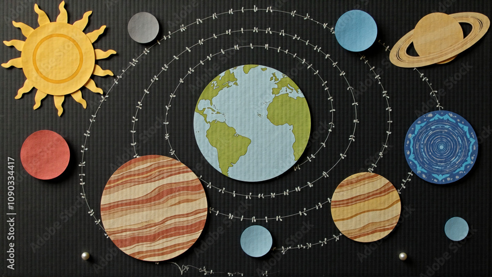 paper art of solar system illustration. AI Generated Stock Illustration ...