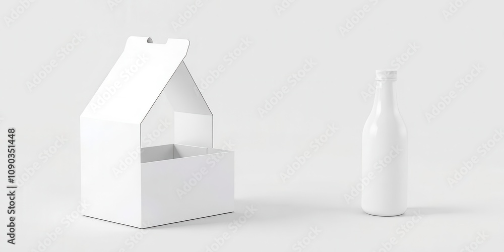 Carton box dieline mockup for bottle package with die cut lines and ...