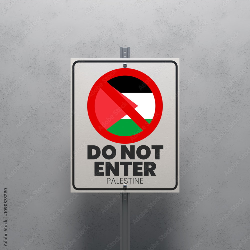 No Entry sign displaying the Palestine flag Stock Photo | Adobe Stock