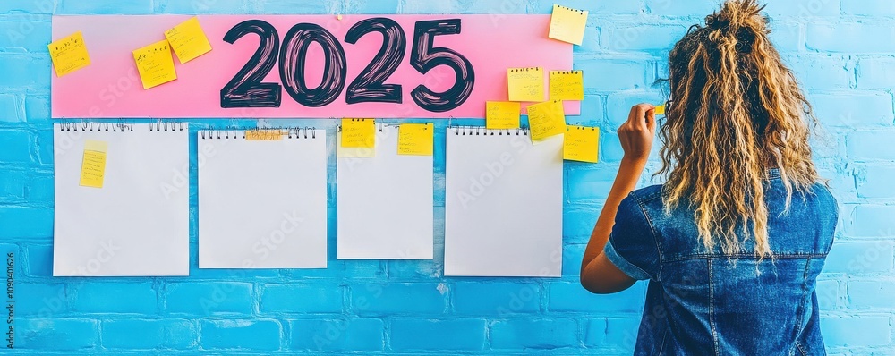 Creating a vision board for 2025 goal setting and inspiration in a ...