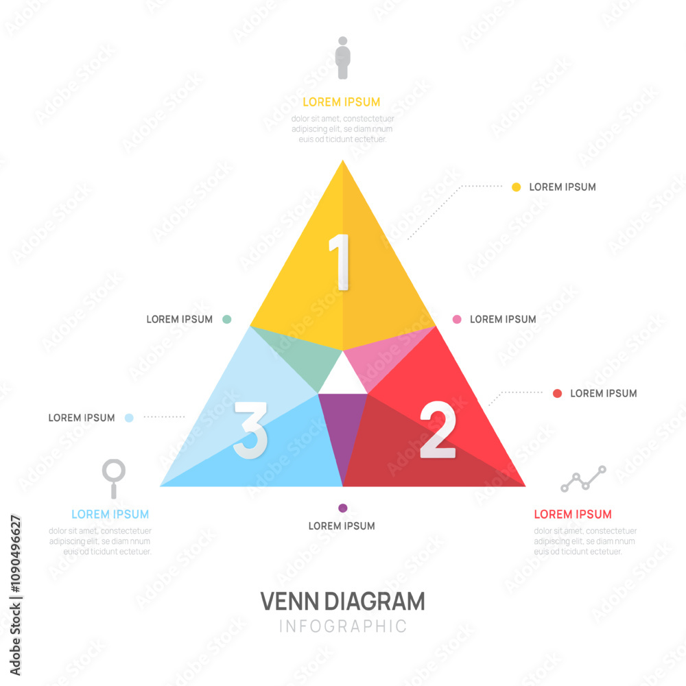 Infographic Venn diagram chart triangle template 3 step presentation ...