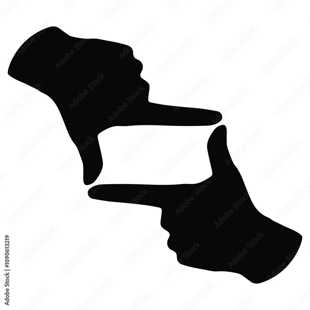 Hand silhouettes making a frame gesture. Vector illustration of two ...