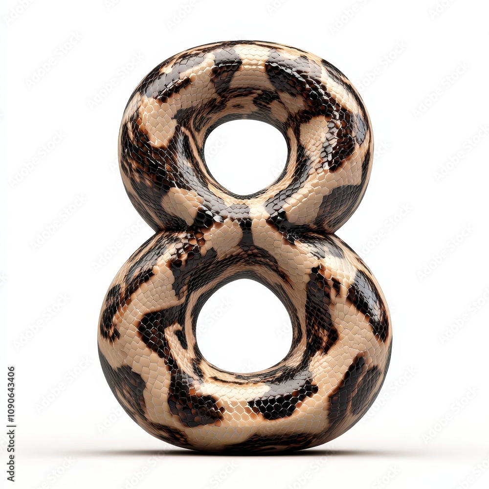 A stylized number 8 resembling a snake's skin pattern, showcasing a ...