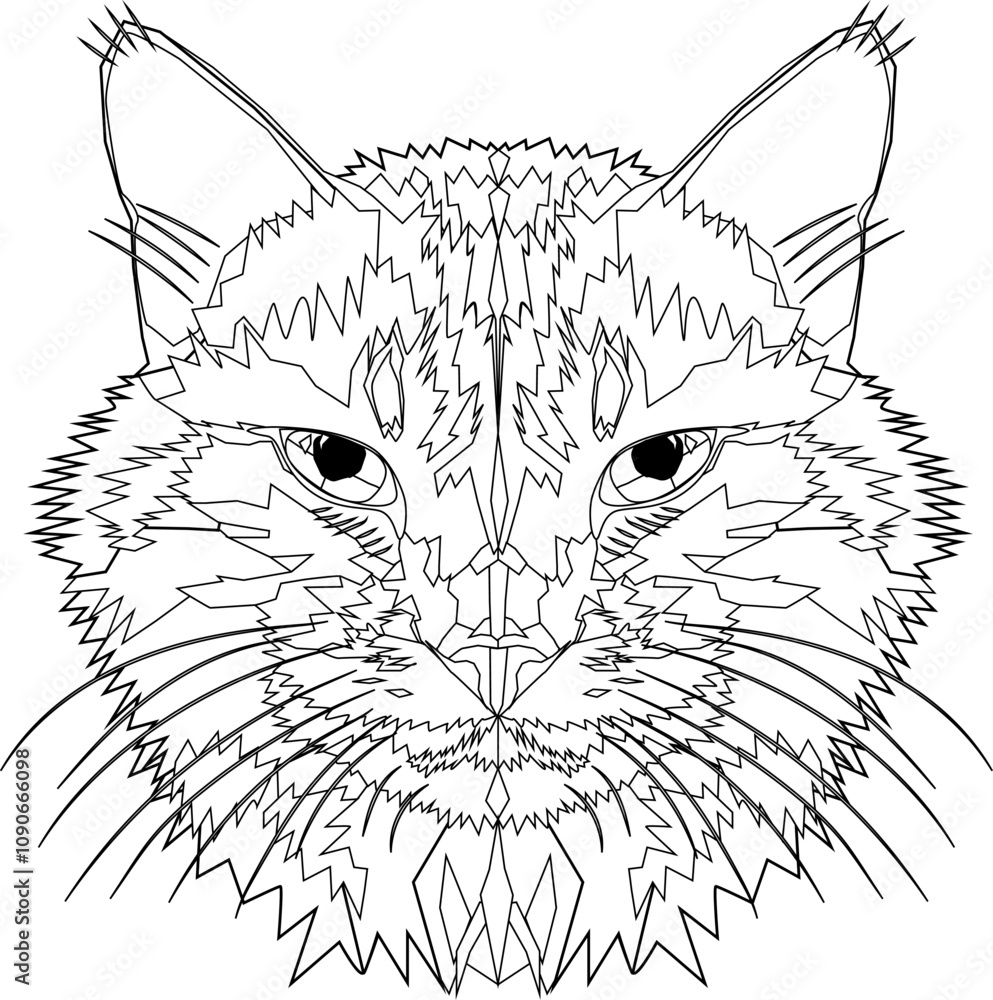 Coloring page cat face. Funny animal coloring page. Vector illustration ...