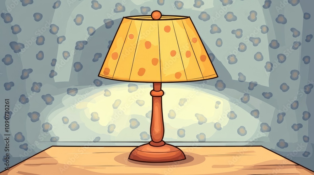 2D cartoon illustration of a table lamp for tracing Restore dashed ...