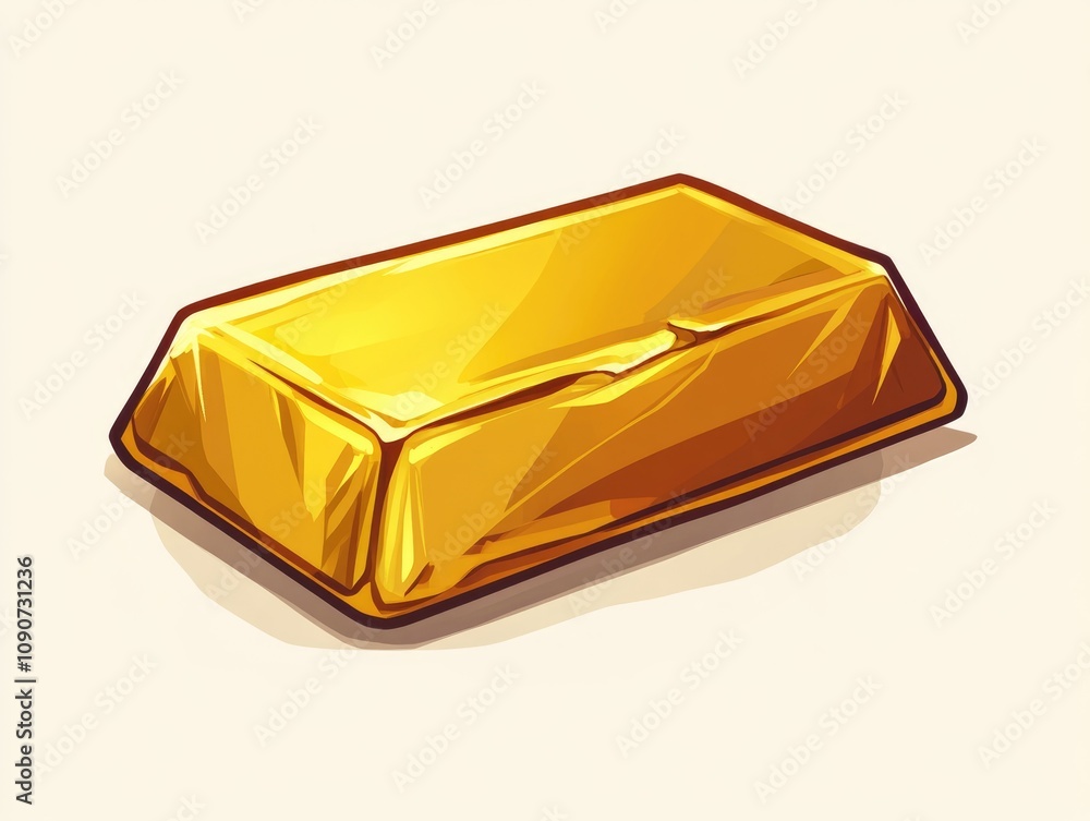 2D cartoon illustration of a gold bar design Stock Illustration | Adobe ...
