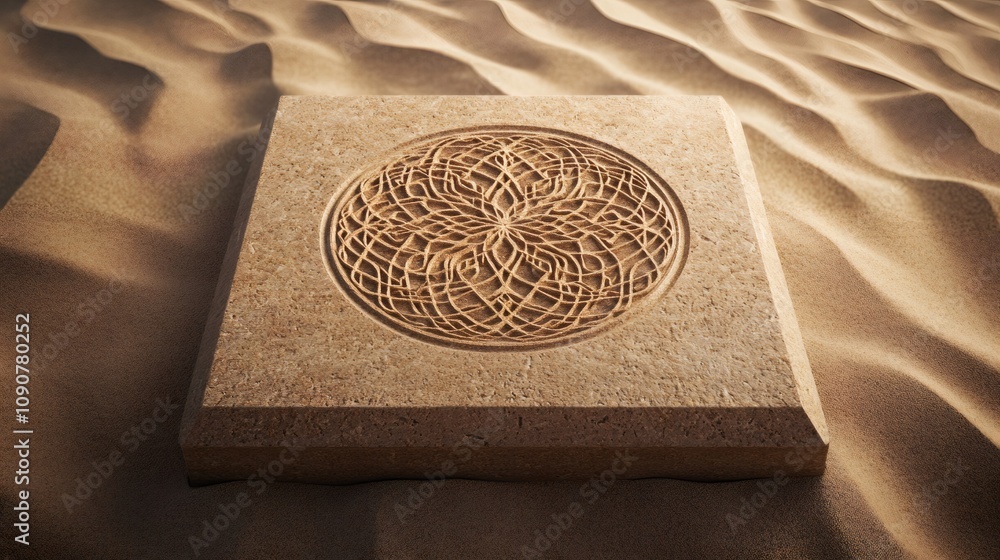 islamic artistic fusion, contemporary rub el hizb symbol on a stone ...