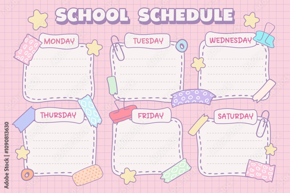 kawaii school schedule with soft pink colour, timetable, back to school ...