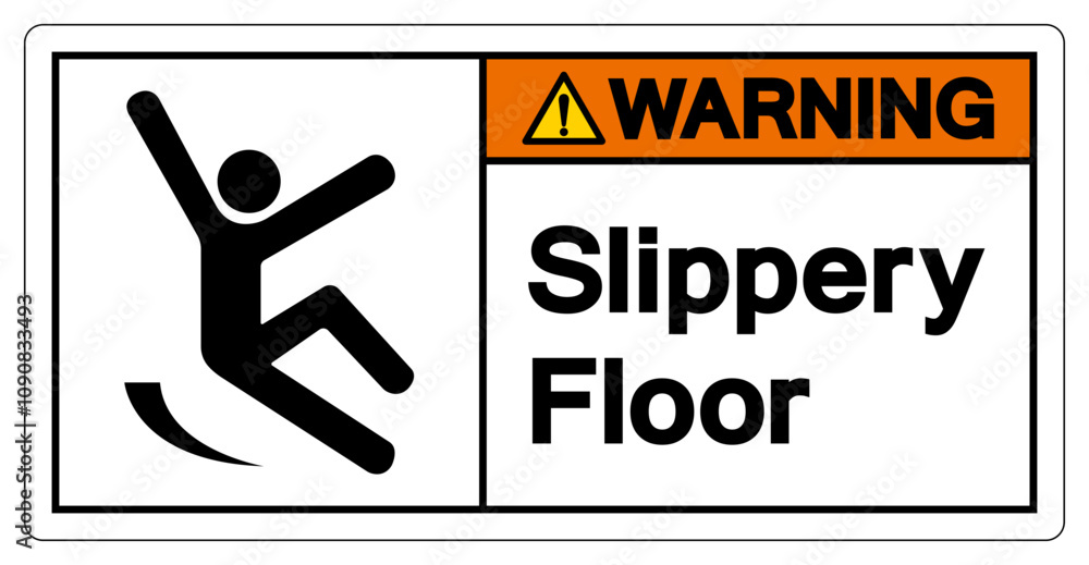 Warning Slippery Floor Symbol Sign,Vector Illustration, Isolate On ...