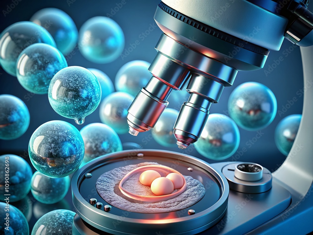 Magnified View Through a Microscope Showing the In Vitro Fertilization ...