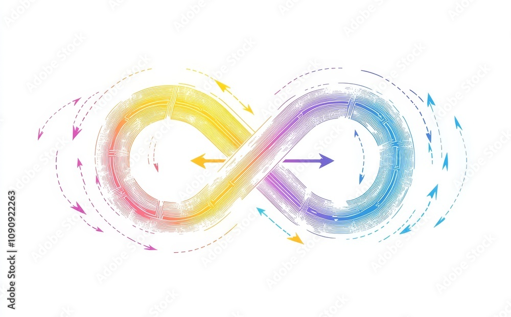 Continuous line art devops agile concept. Infinity symbol team workflow ...