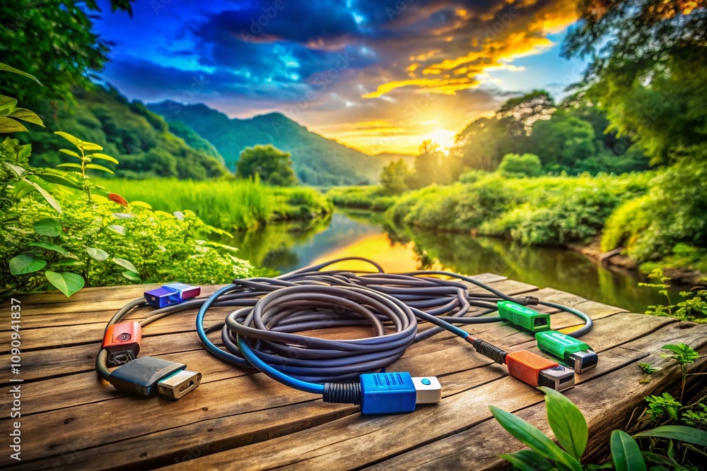 USB, HDMI, Ethernet and Cable Ports Collection for Modern Technology ...