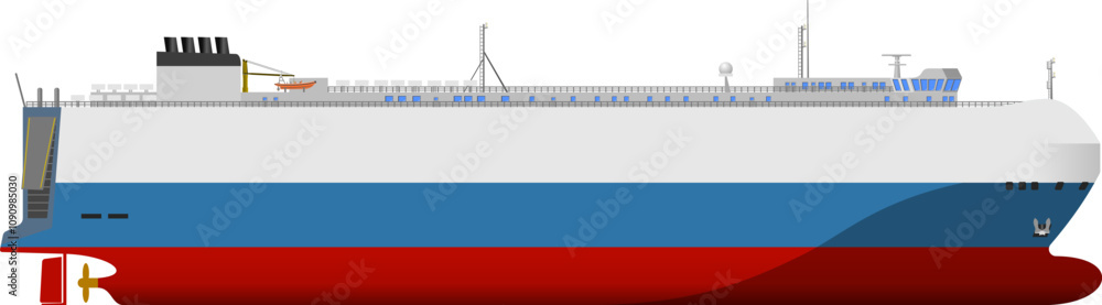 Image vectorielle Stock Car Carrier with White and Blue Hull. Side ...