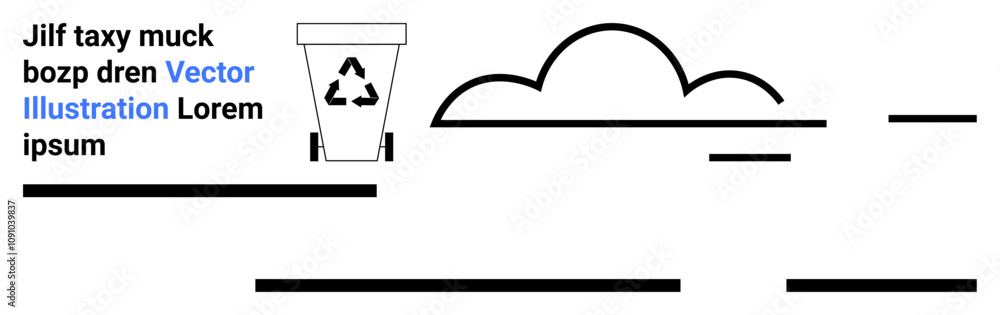Recycling bin with a recycle symbol, a cloud outline, and text. Ideal ...
