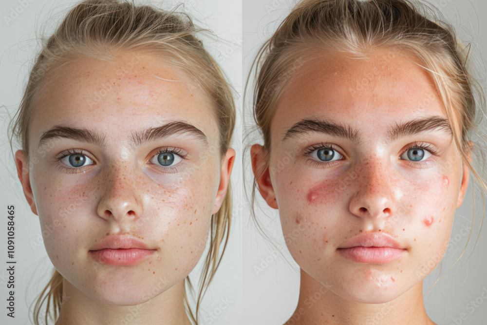 comparison of human skin condition before and after acne treatment ...