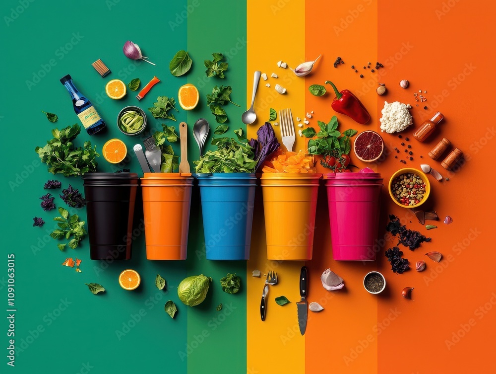 Reducing food waste creative educational poster on sustainable ...