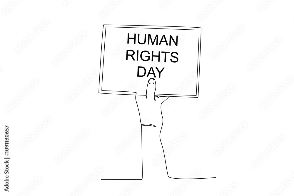 Single continuous line drawing of Hand holding paper written human ...