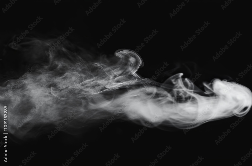 Smoke on black background Black background, white smoke rising from the ...