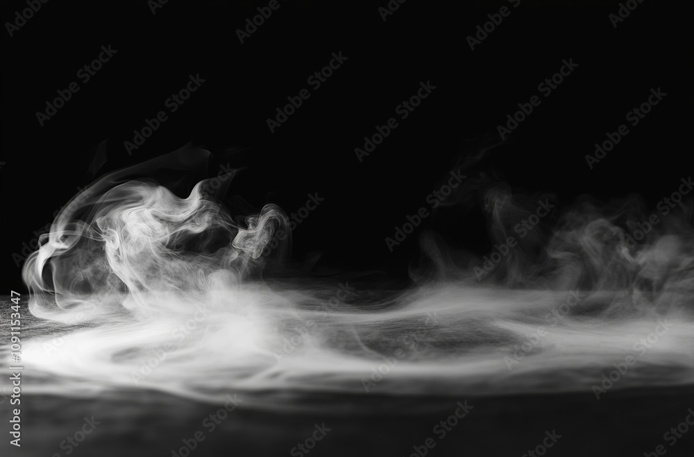Smoke on black background Black background, white smoke rising from the ...