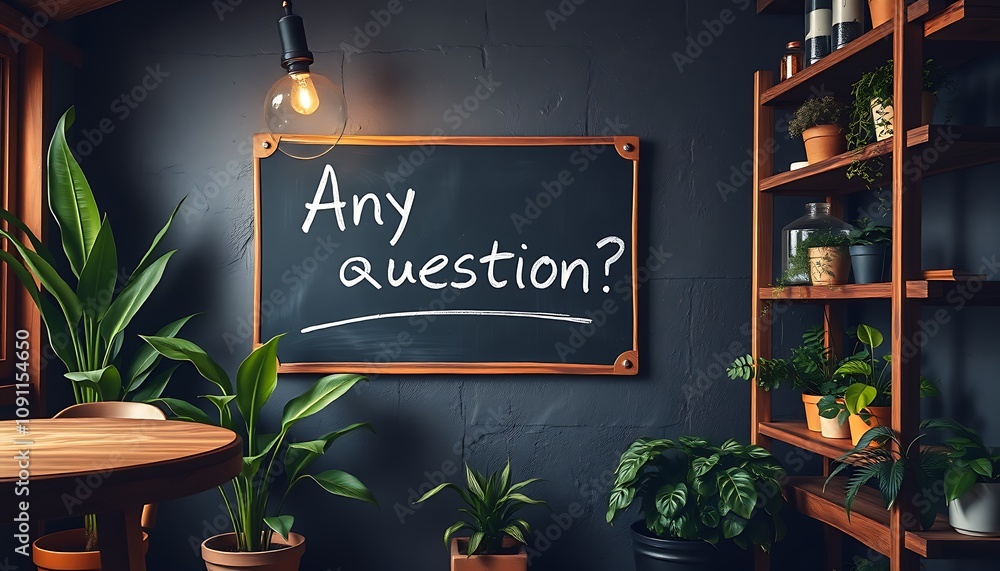 Chalkboard with Any Question Text Encouraging Inquiries Stock Photo ...