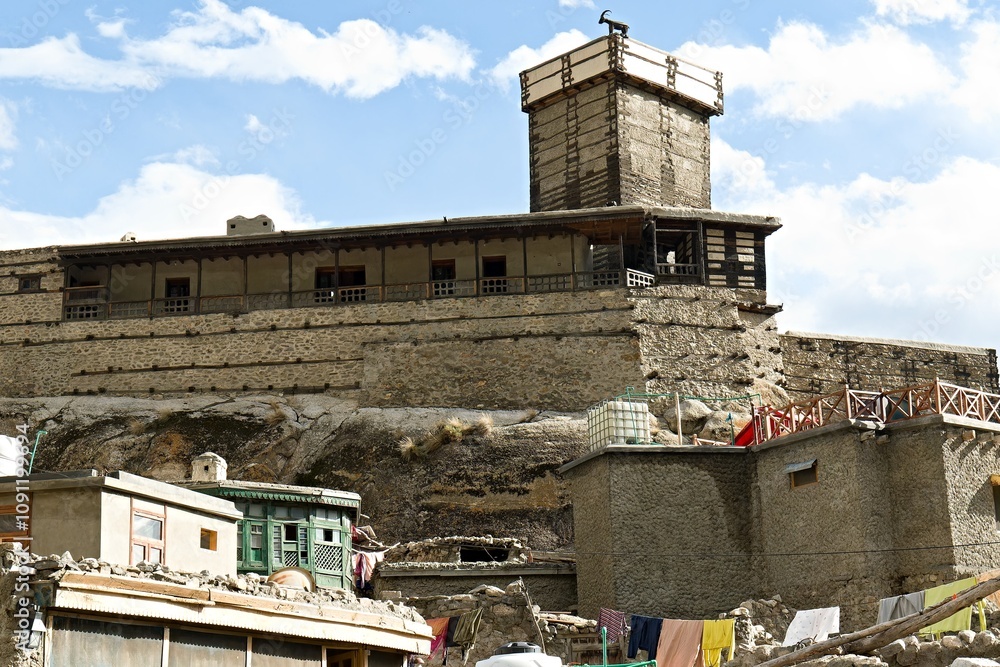 Altit Fort was built in the 11th century. Karimabad city. Hunza valley ...