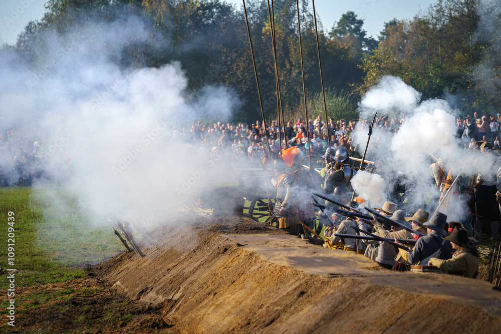 Foto de Stock Historic battle between the Spanish and the Dutch army ...