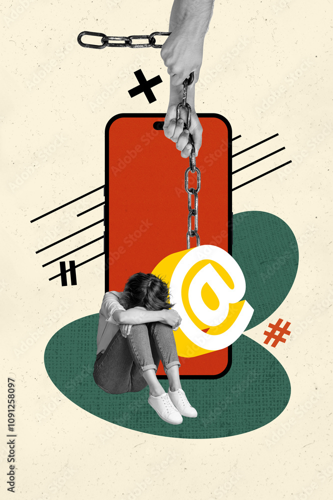 Composite trend artwork sketch image photo collage of hacker data lock ...
