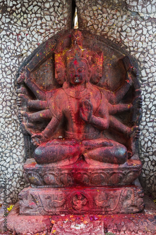 Hindu Trinity Statue, Trimurti, with the head of Brahma, Vishnu and ...